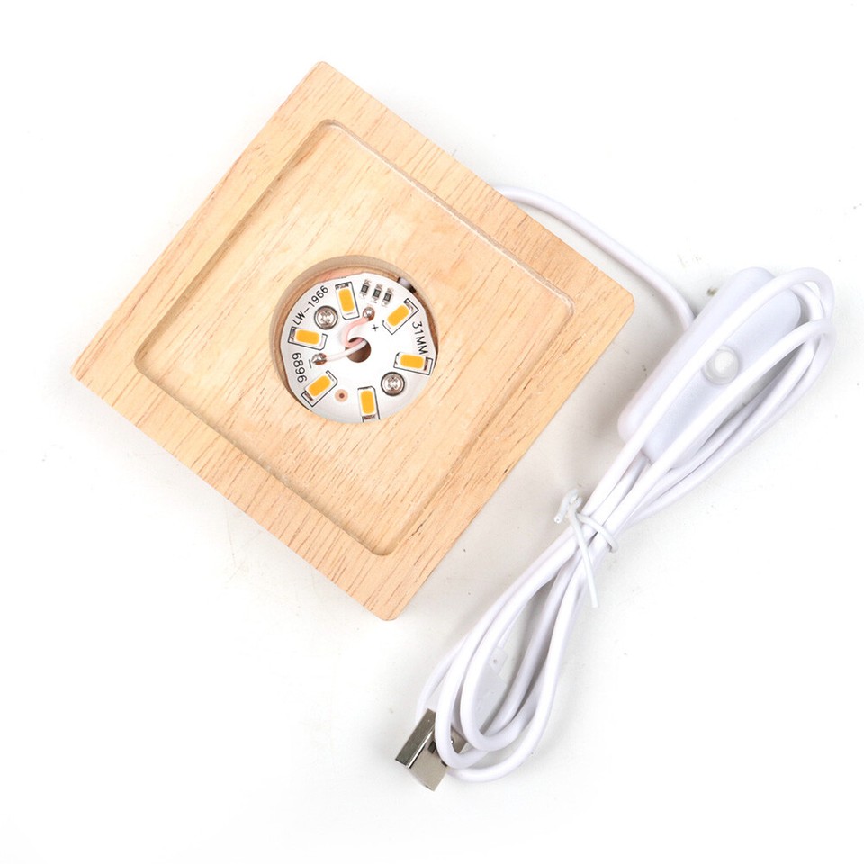Wood Light Base Rechargeable Wooden LED Light Display Stand Lamp Holder ...