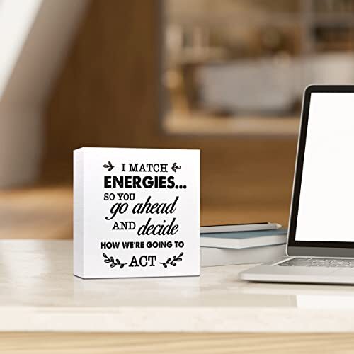 I Match Energies Wooden Sign Desk Decorinspirational Wood Block Sign ...