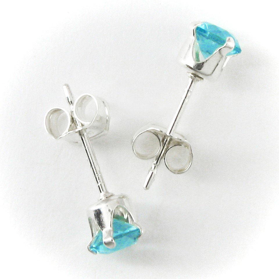Birthstone Post Earrings - 4mm Round Simulant in SOLID Sterling Silver ...