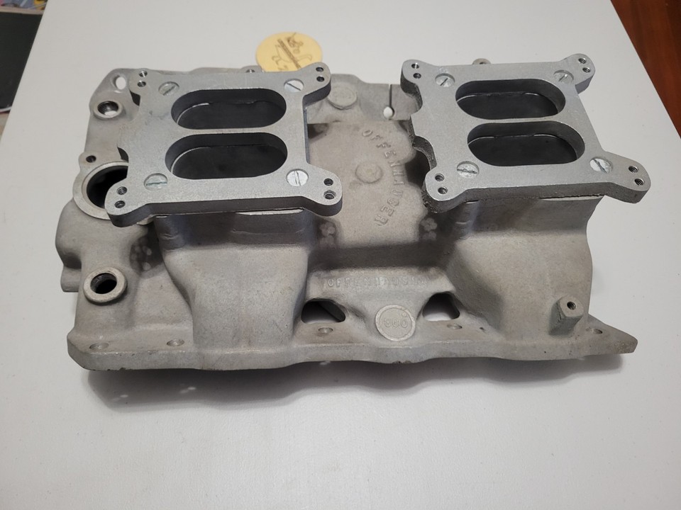65-79 Pontiac V8 Offenhauser 5499 Low Rise Dual Quad Aluminum Intake ...