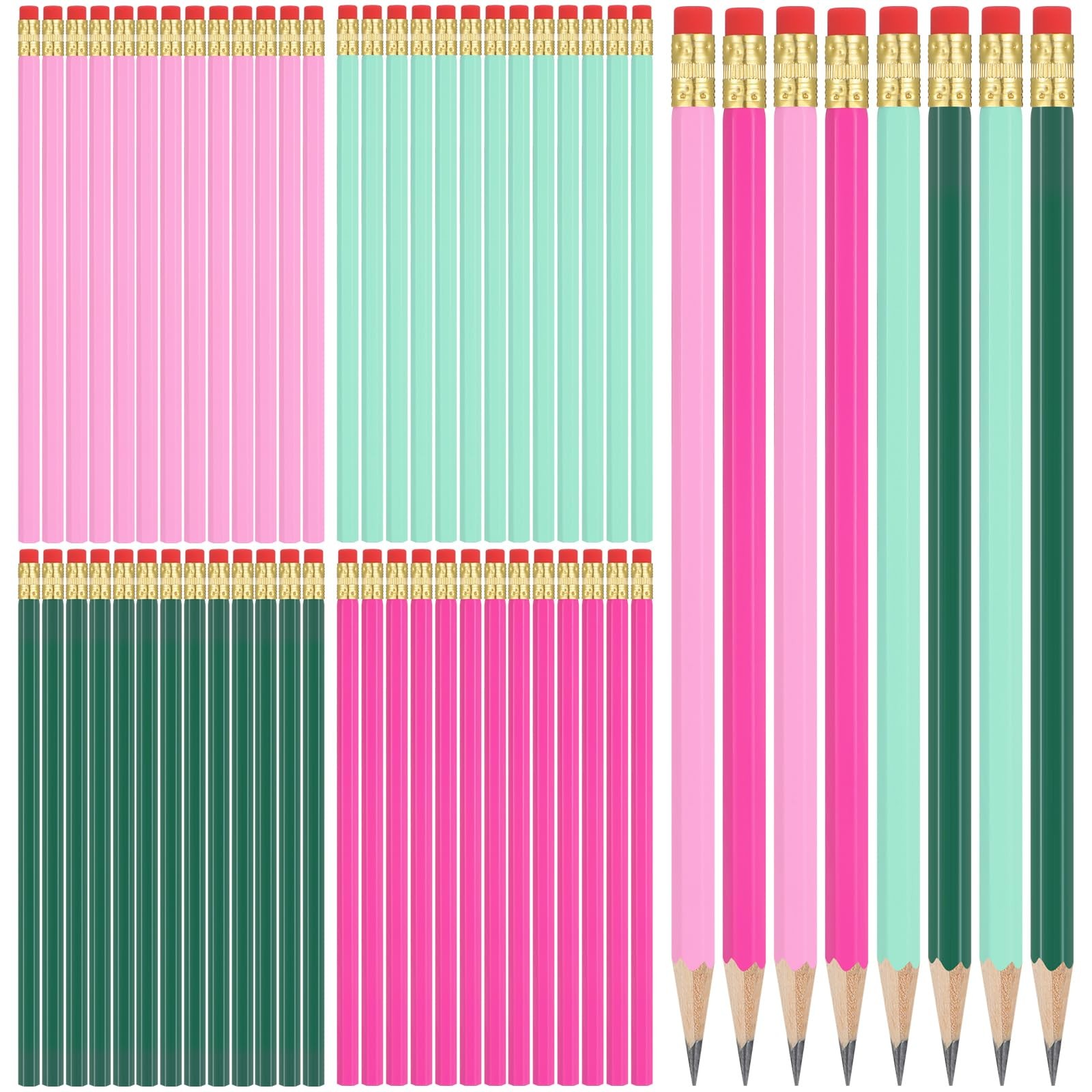 50 Pieces Witch Pencils Pink and Green Party Favors Witch Party Favors ...