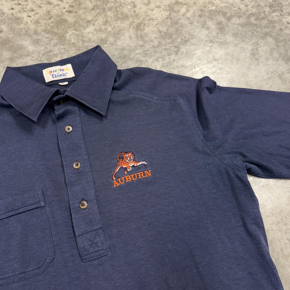 Vintage Auburn Tigers Shirt Polo Mens Large Blue NCAA Golf Etonic Tiger ...