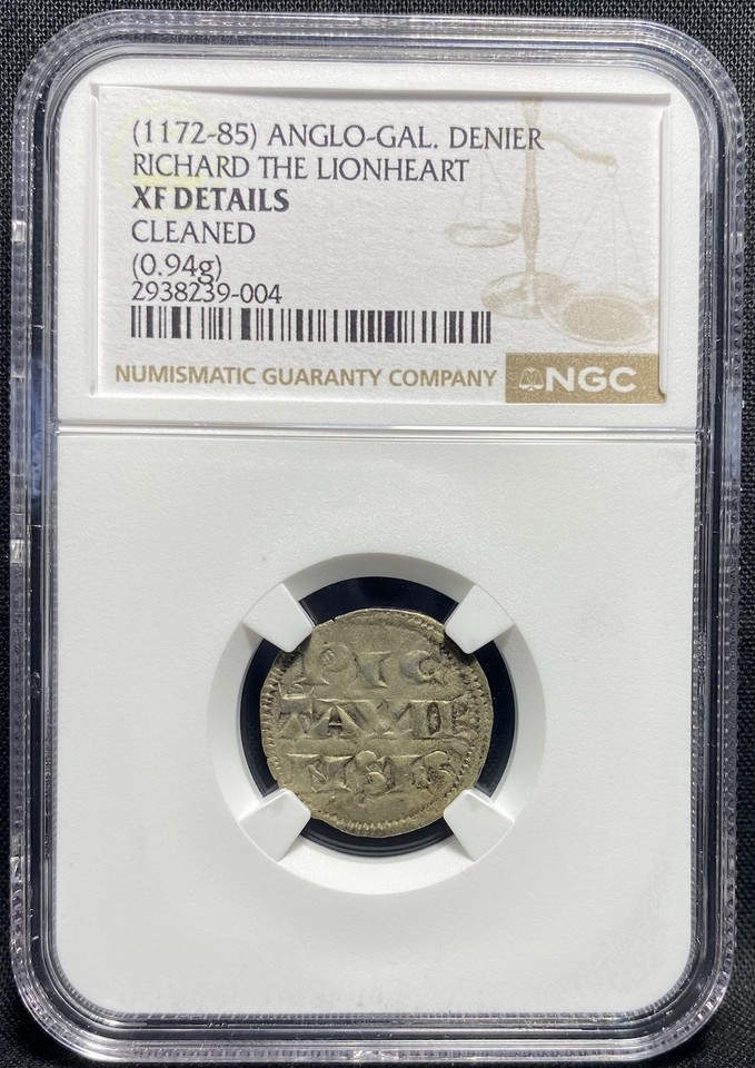 Richard I The Lionheart 1172-1185 AD ENGLAND Anglo-Gal Silver Denier ...