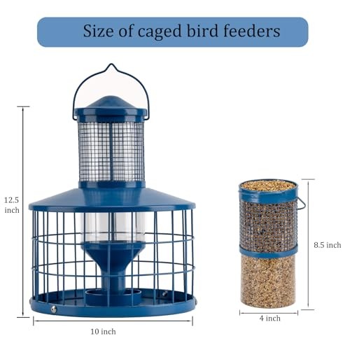 Caged Bird Feeders Squirrel-Proof, Metal, 2.8 Lbs Capacity-Cage Tube ...