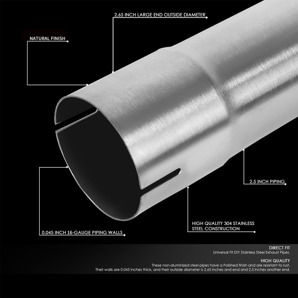 [OPEN BOX]8Pcs 2-1/2" DIY Custom Mandrel Exhaust Tubing Pipe Straight ...