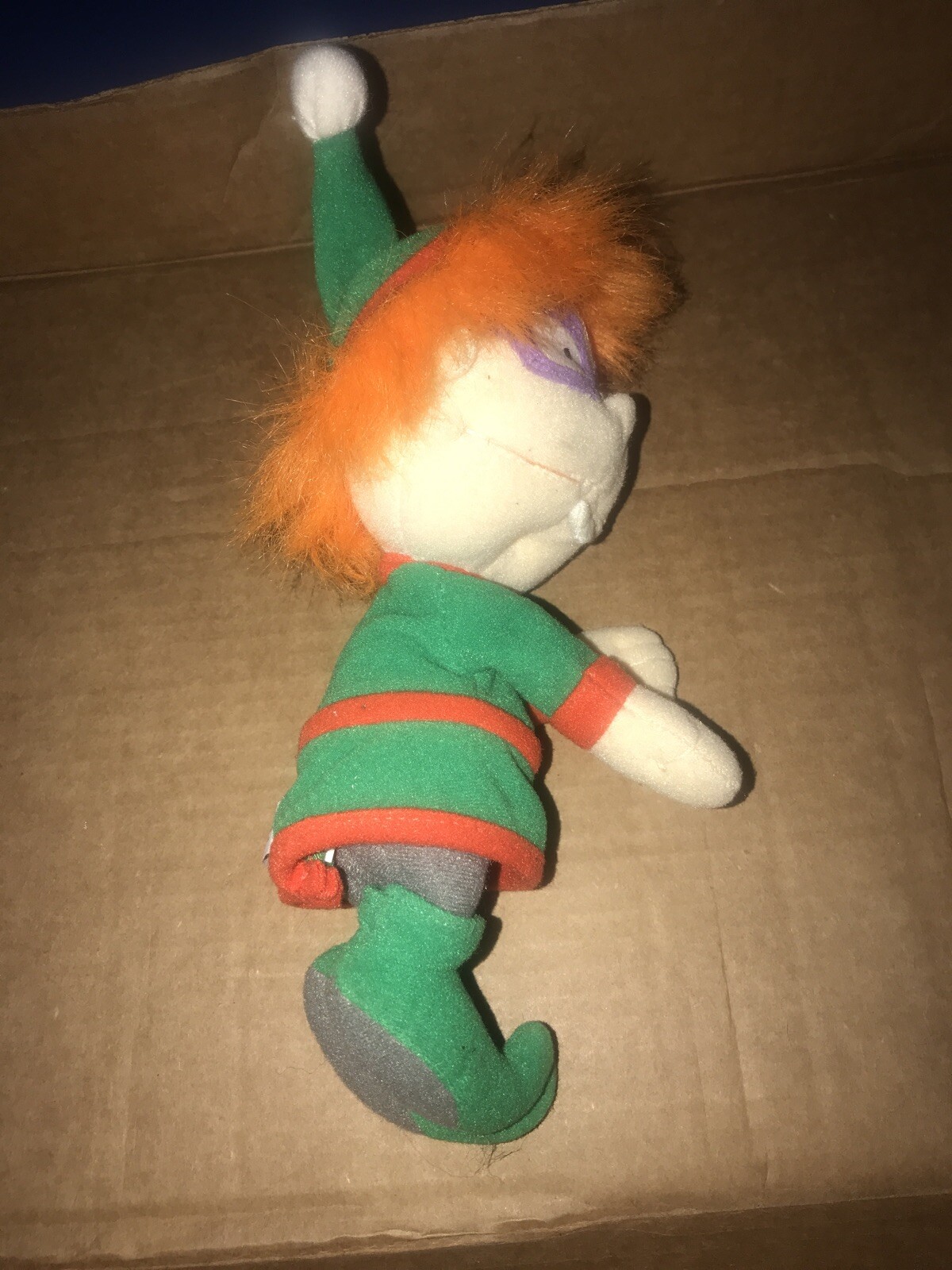 Nickelodeon Rugrats Chuckie beanbag plush Christmas Santa elf Mattel 8 ...
