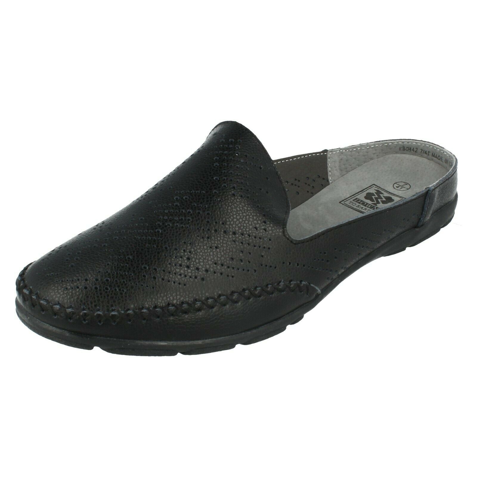 LADIES DOWN TO EARTH F8R0442 FLAT LEATHER CLOSED TOE MULES | eBay