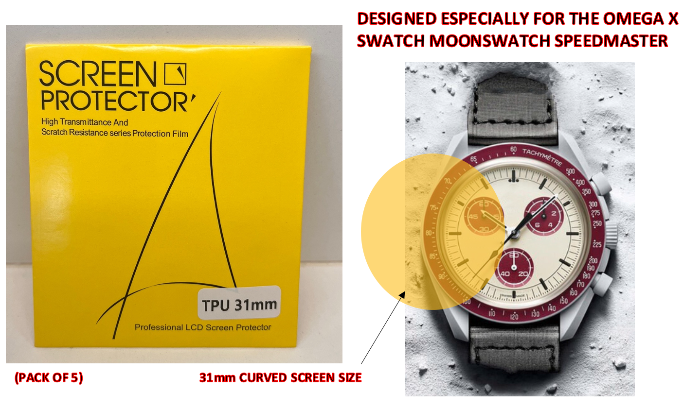 SWATCH x OMEGA MOONSWATCH SCREEN PROTECTOR (pack of 3) - SCRATCH ...