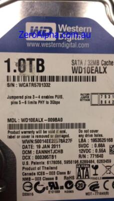 WD10EALX-009BA0 Western Digital, DCM: EANNHTJCHB, 19 JAN 2011 Data ...