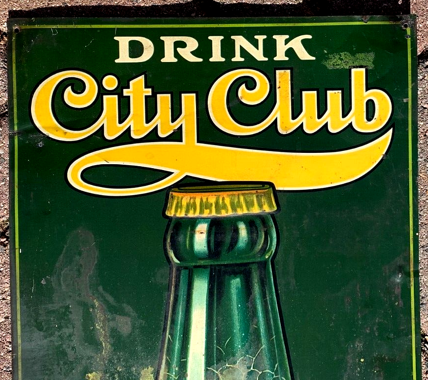 Vintage Early Vertical Bottle Metal Schmidt City Club Beer Sign 40 by ...