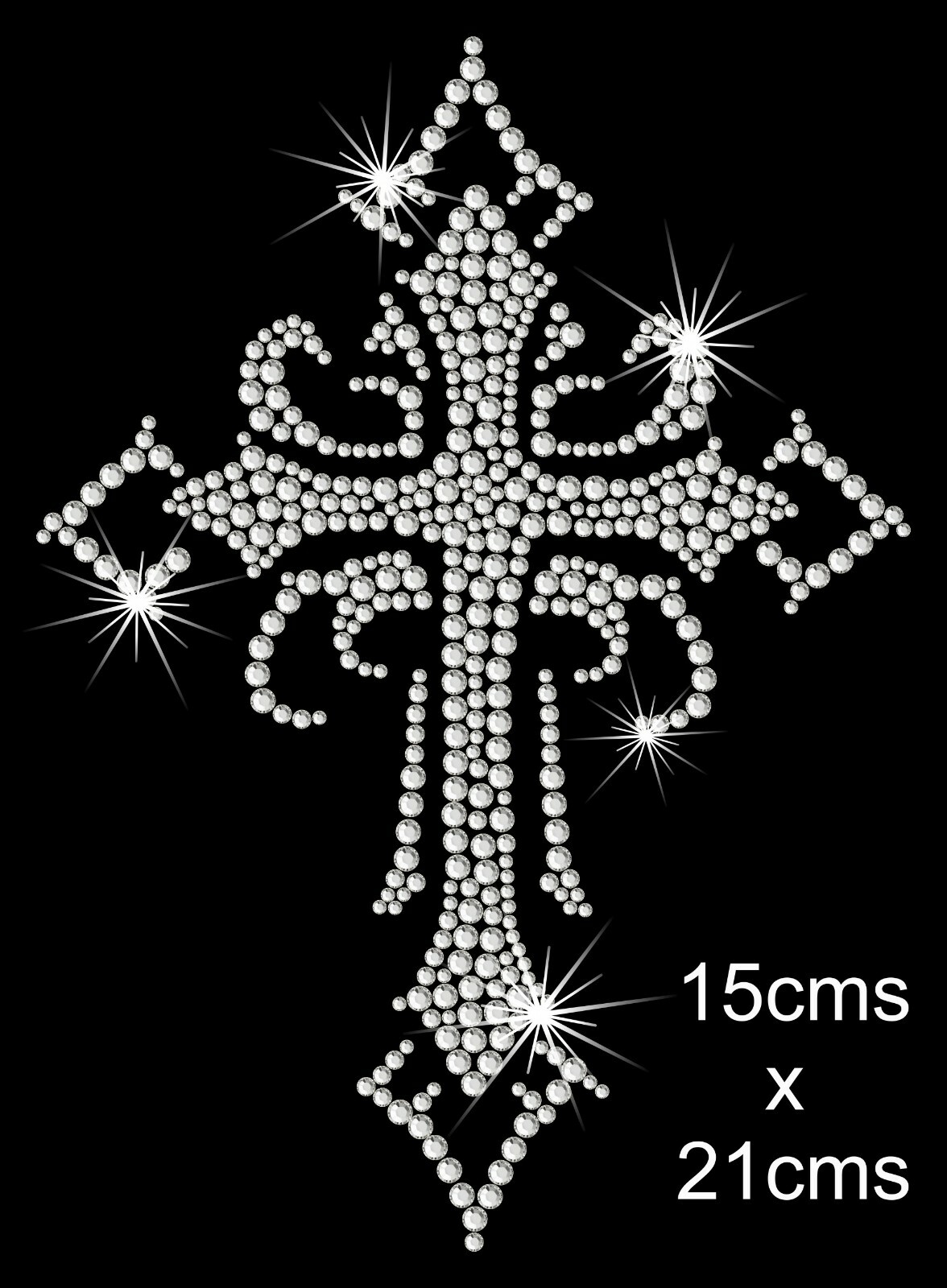 Large Iron On Gothic Rhinestone Cross transfer - Crystal T Shirt Motif ...