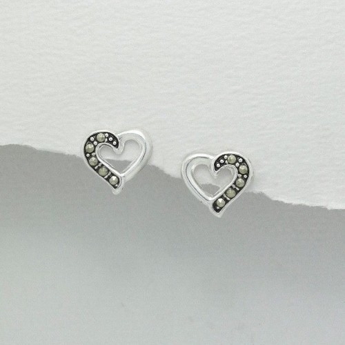 TJS Genuine 925 Sterling Silver Push Back Post Earrings Heart Design ...