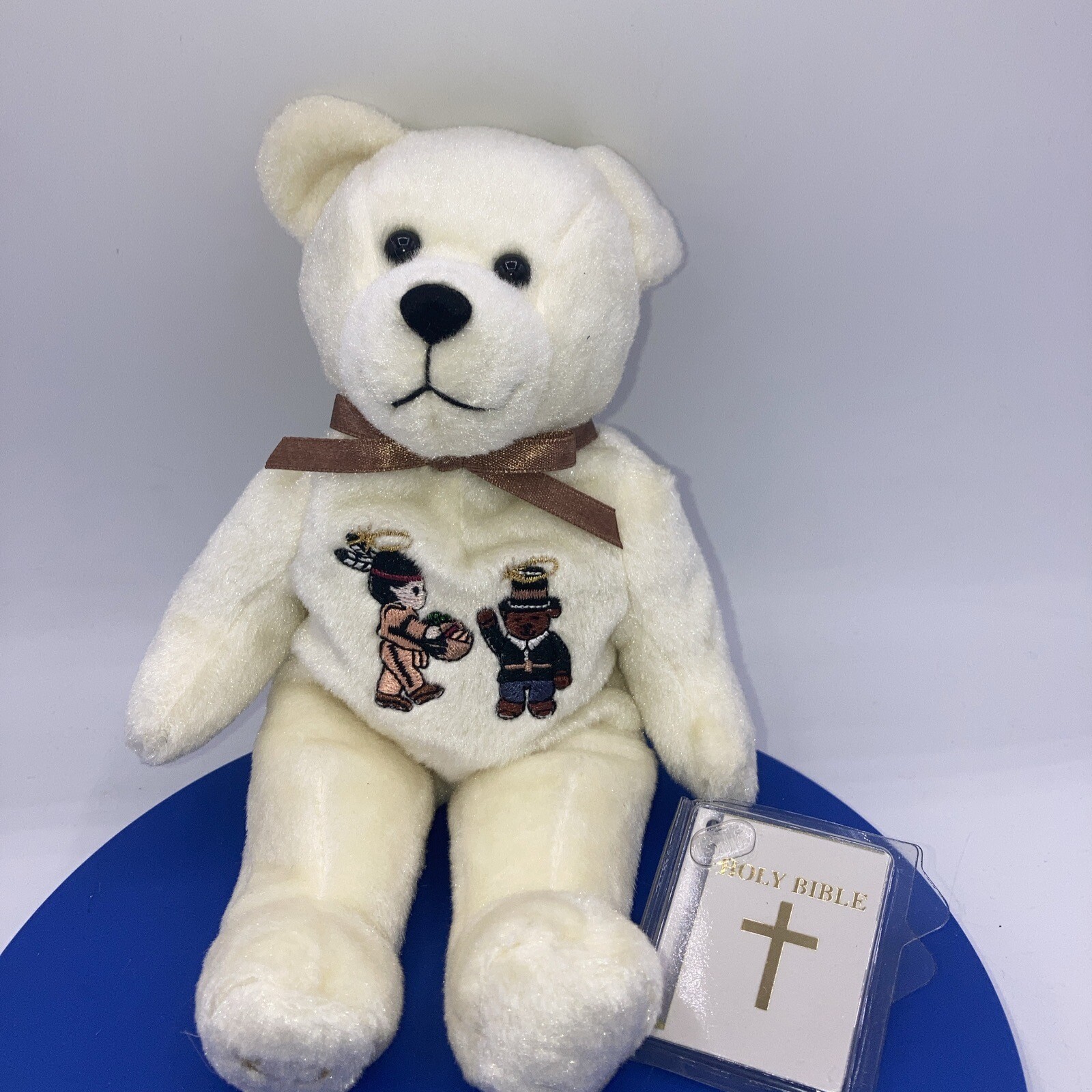 NWT Vintage 2000 Holy Bears Plush Holy Bible Pilgrims Thanksgiving Bear ...