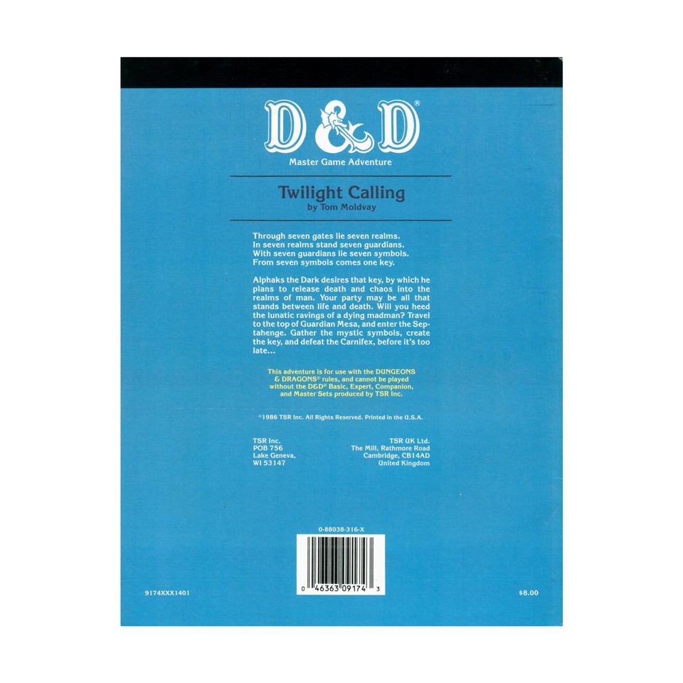 TSR Basic D&D Twilight Calling SW | eBay