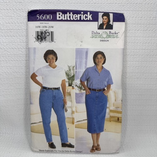 Butterick 5600 Misses Jean Skirt Pants Delta Burke Pattern 16W-20W ...