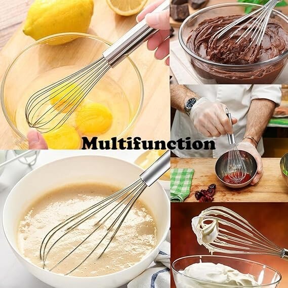 3 Pcs Stainless Steel Whisk Kitchen Utensil Wisk For Blending and ...