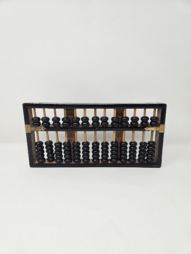 Vintage Black Stained Wood Bead Counter Brass 13 Row Abacus Counting ...
