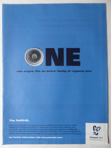 2007-2008 PUB POWER JET SNECMA SAFRAN NPO SATURN SaM146 ENGINE ORIGINAL ...