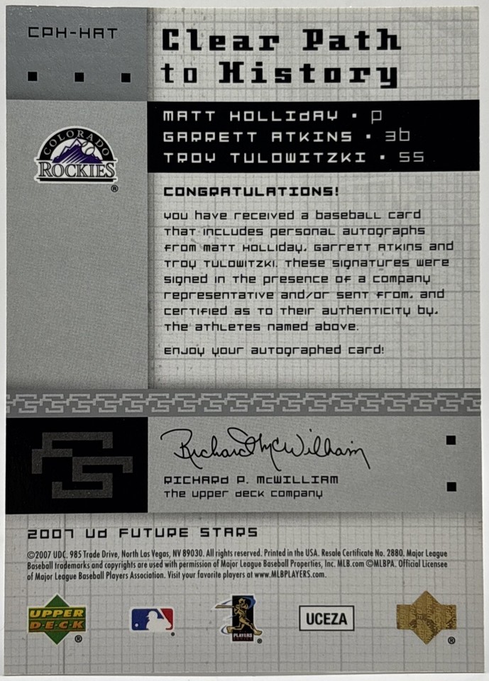 2007 Upper Deck FS - Matt Holliday, Troy Tulowitzki, Garrett Atkins ...