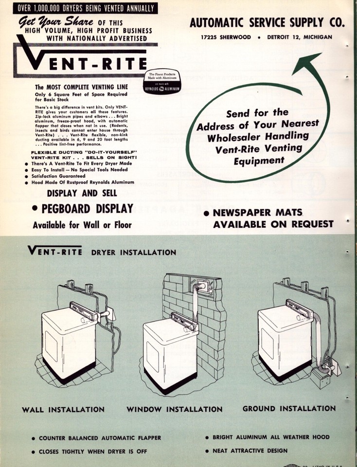 Vent Rite Automatic Service Supply Detroit 1959 Vintage Print Ad Bi Fold | eBay