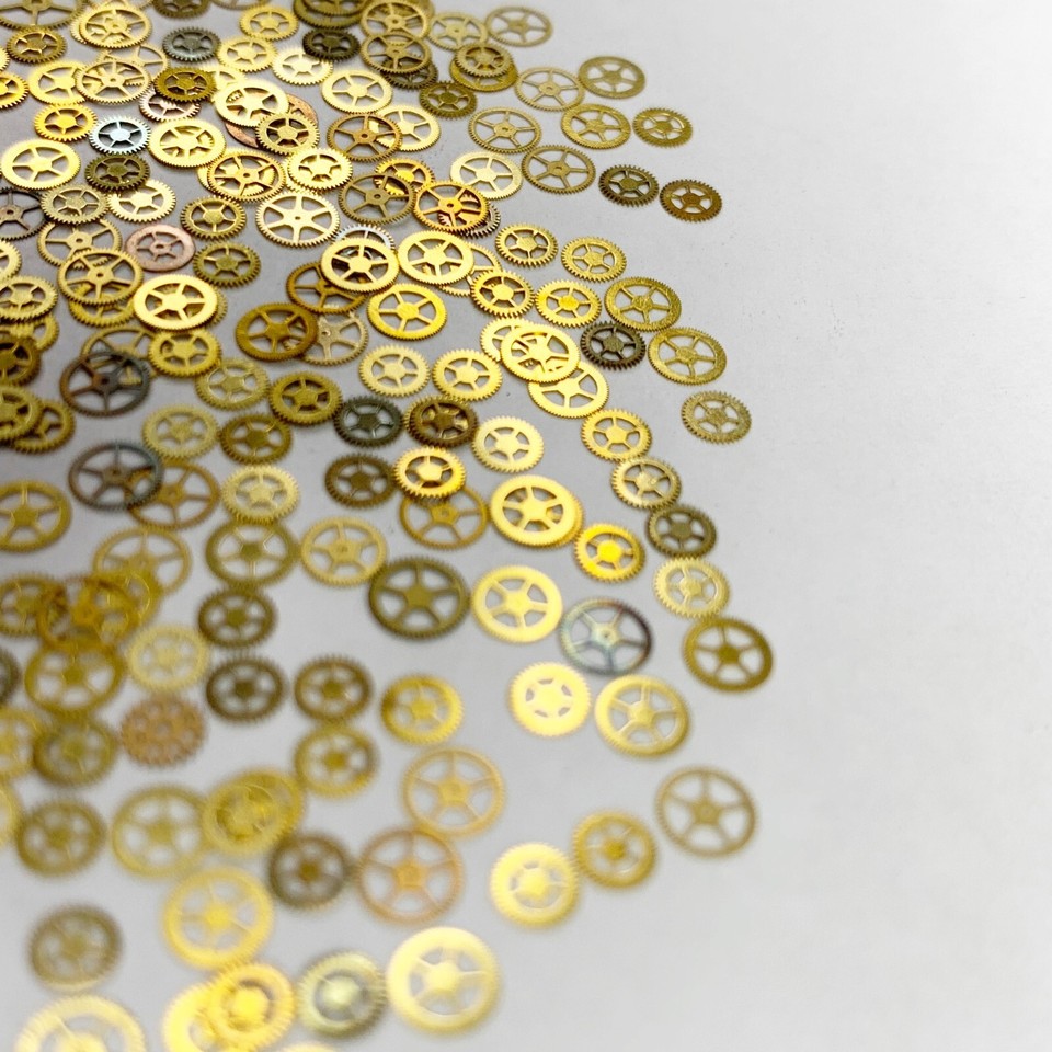 50 Tiny Flat Watch Wheels 3-4mm Gold Gear Oil Slick Steampunk Part ...