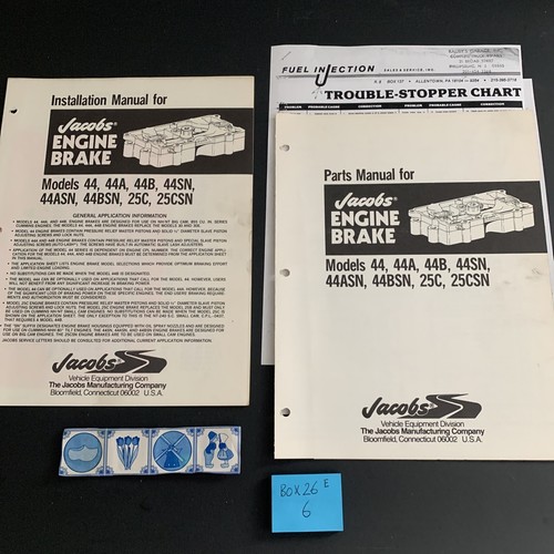 Jacobs Engine Brake Installation + Pats Manual + Trouble Model 44,44A ...