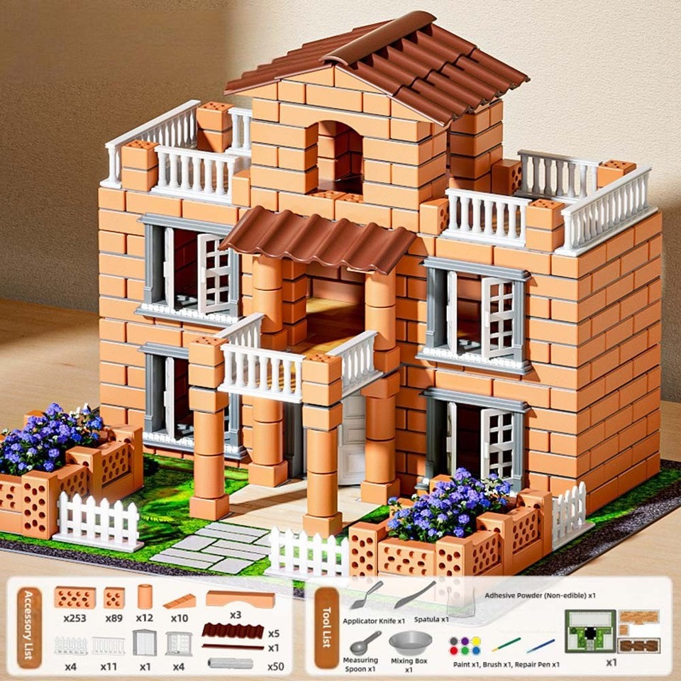 Plastic DIY Building House Block Set Multicolor Mini Brick Assembly ...