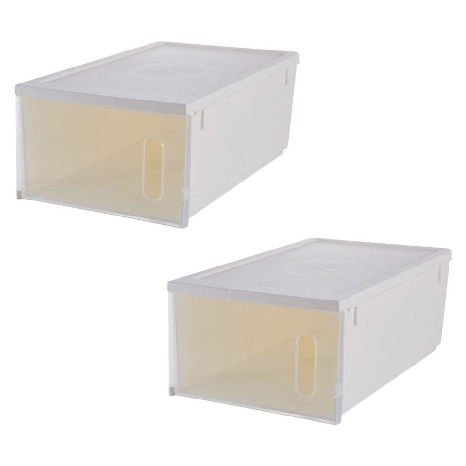 2 Pcs Plastic Shoe Storage Boxes Case Transparent Shoes Organizer | eBay UK