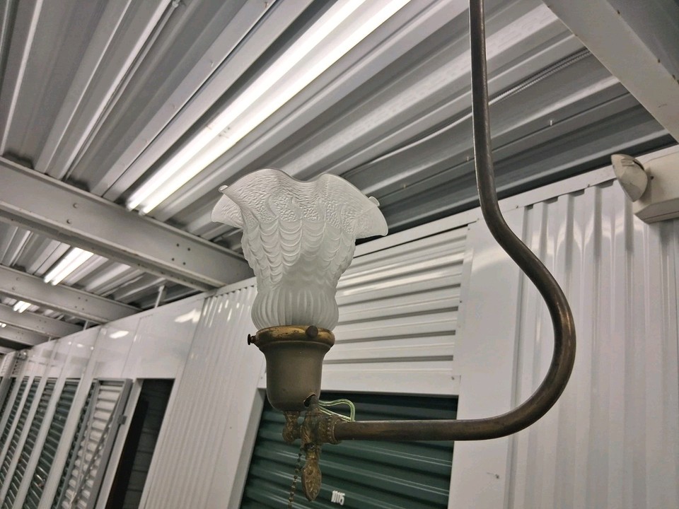 Electrified Antique Victorian Era Gas Light Pendant Light With Frosted ...