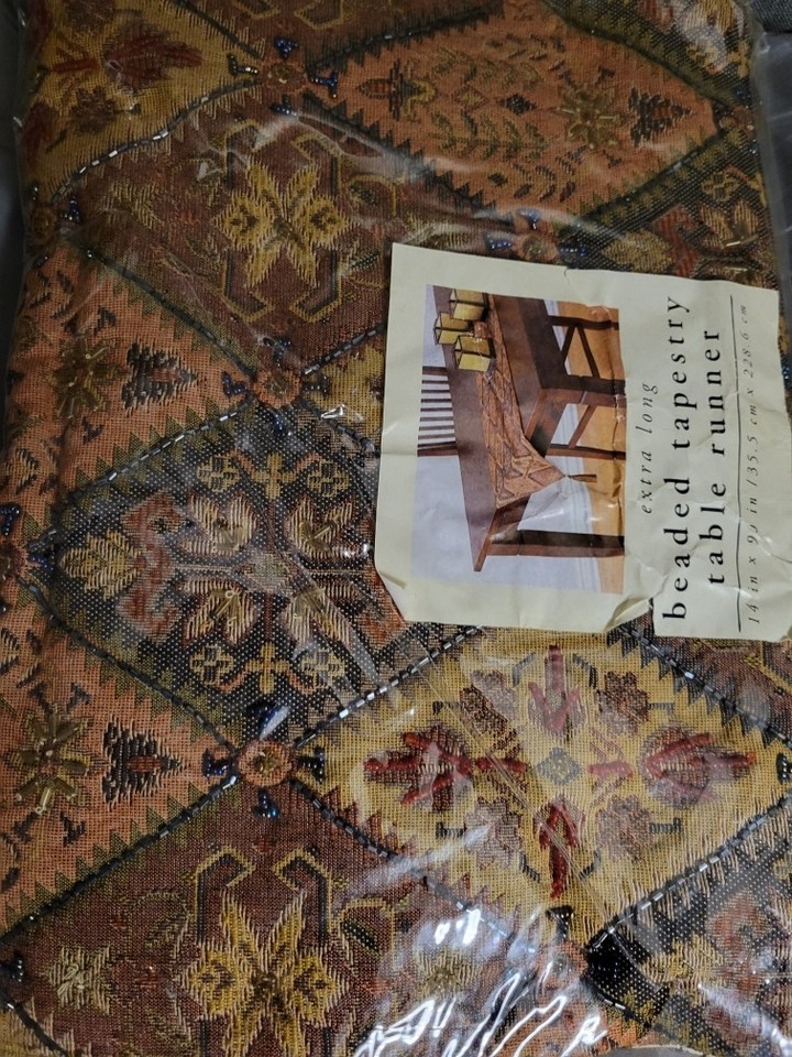 Vintage Pier 1 Beaded Tapestry Table Runner 14x90 Inches X Long | eBay