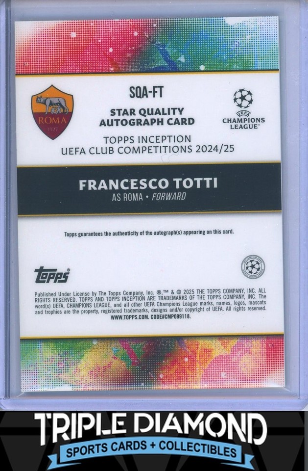 2024-25 Topps Inception UCC Francesco Totti Star Quality Auto Green #36 ...