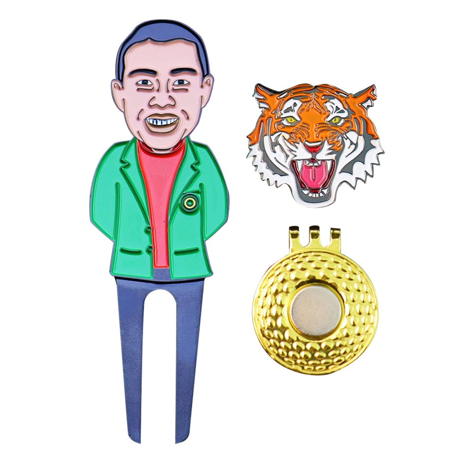 Golf Divot Tool Ball Marker Hat Clip Set Tiger Golf Hat Clip Golf Gift ...