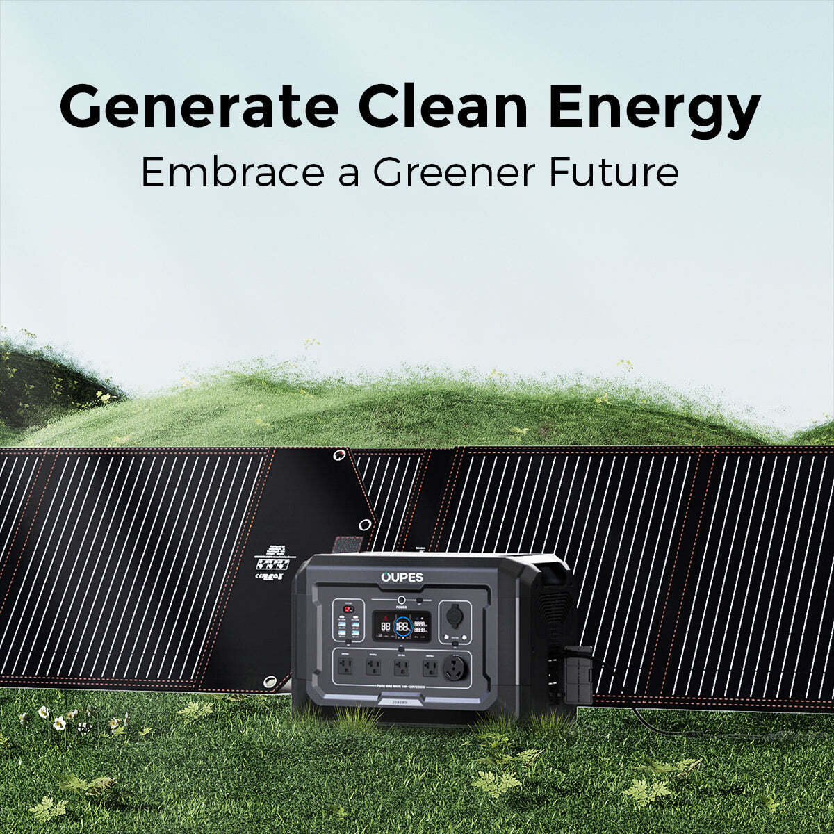 OUPES Mega 2 Portable Power Station 2500W/2048Wh Solar Generator RV ...