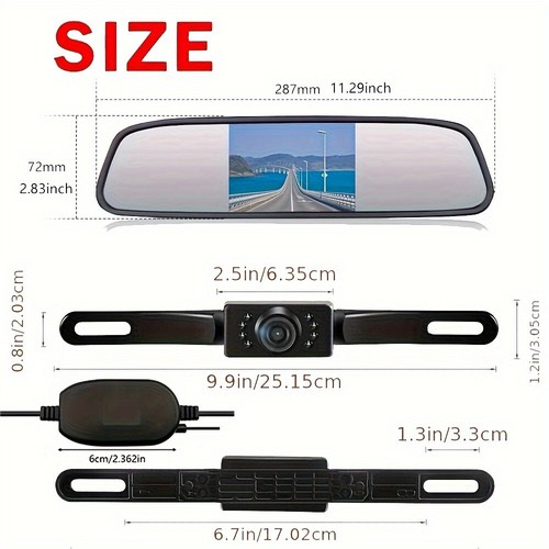 4.3"Monitor Wireless Backup Camera Rear View Mirror Camera Night Vision ...