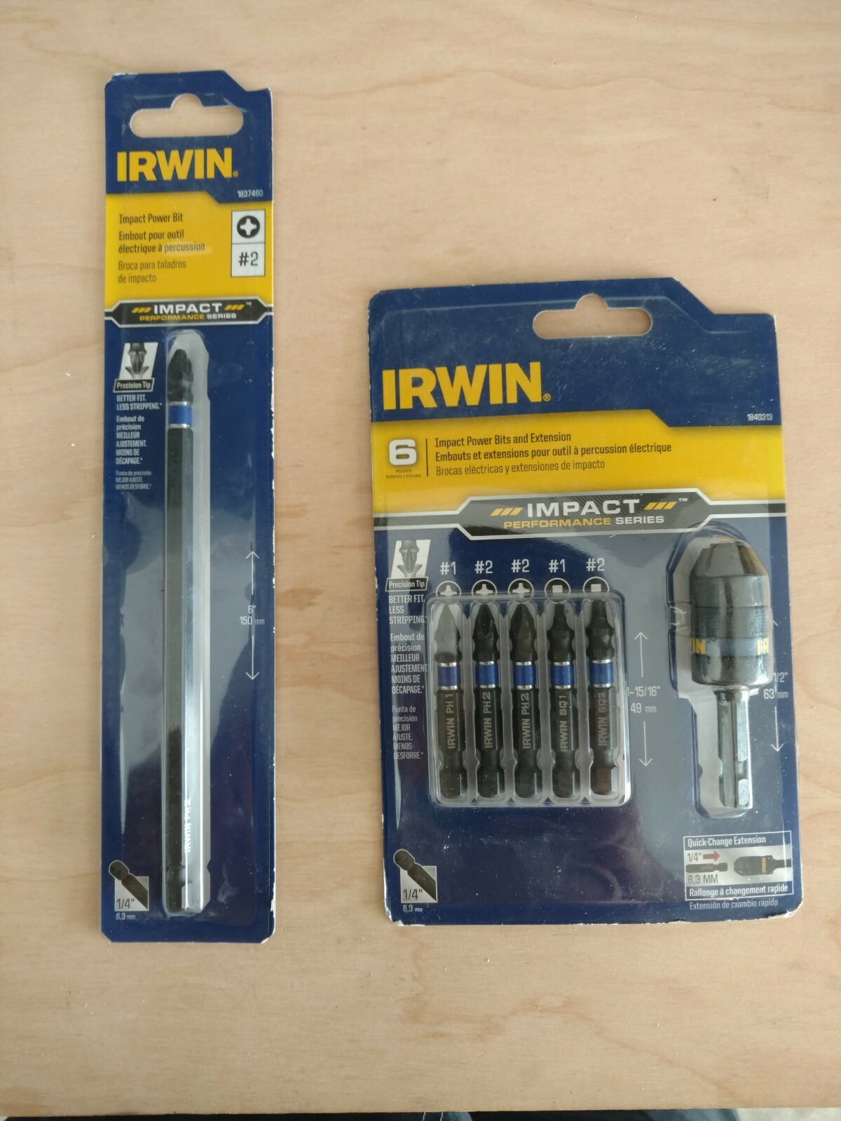 Irwin Impact Power Bits and Quick Change Extension + 6" #2 Impact Power ...