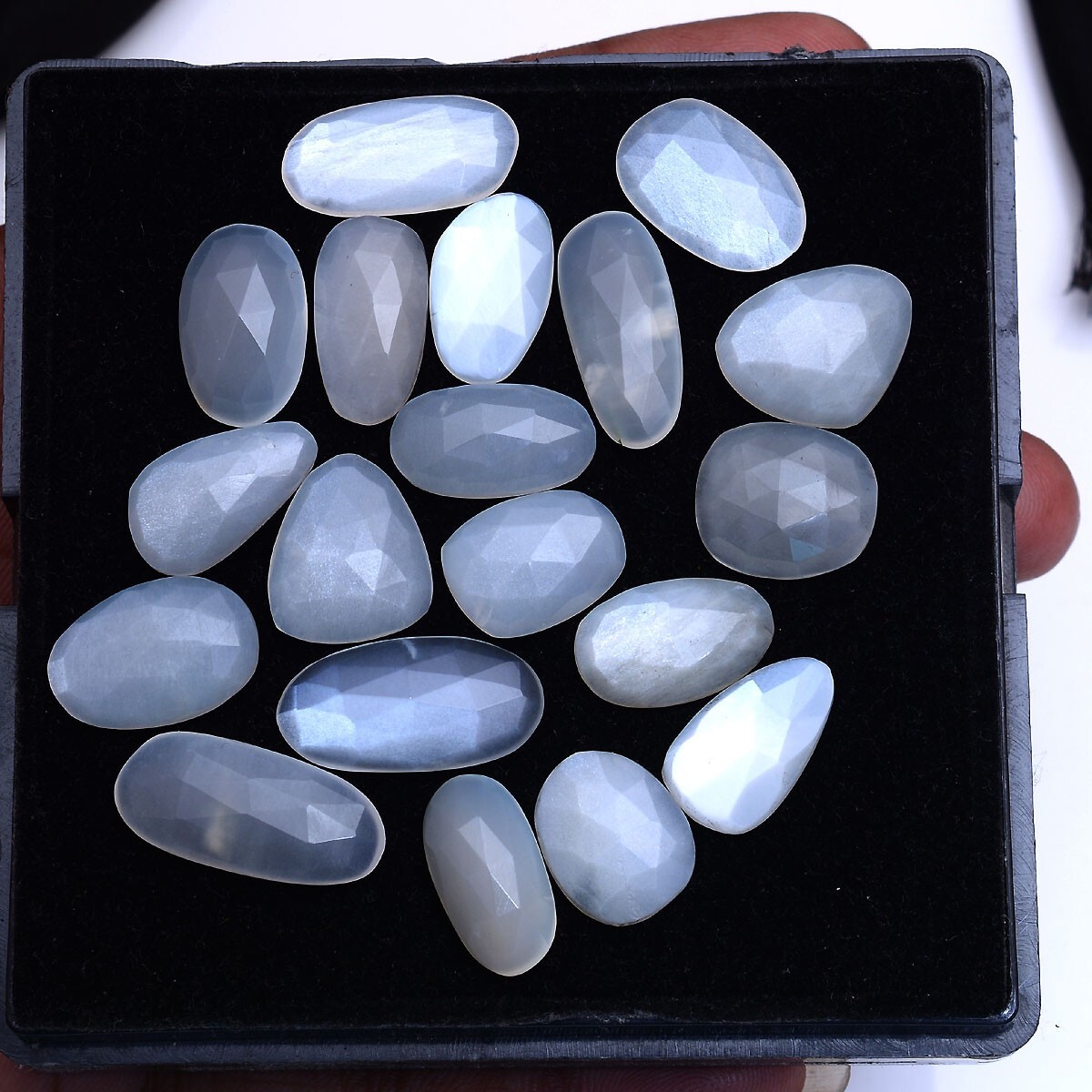 19 Pcs Natural Moonstone Checker Cut 15mm-23mm Untreated Huge Loose ...
