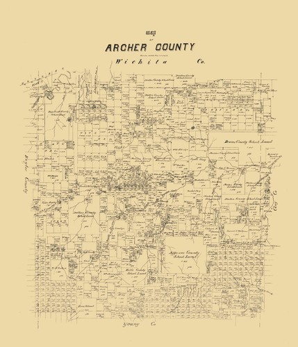 County Map - Archer County Texas - General Land Office 1879 - 23 x 26. ...