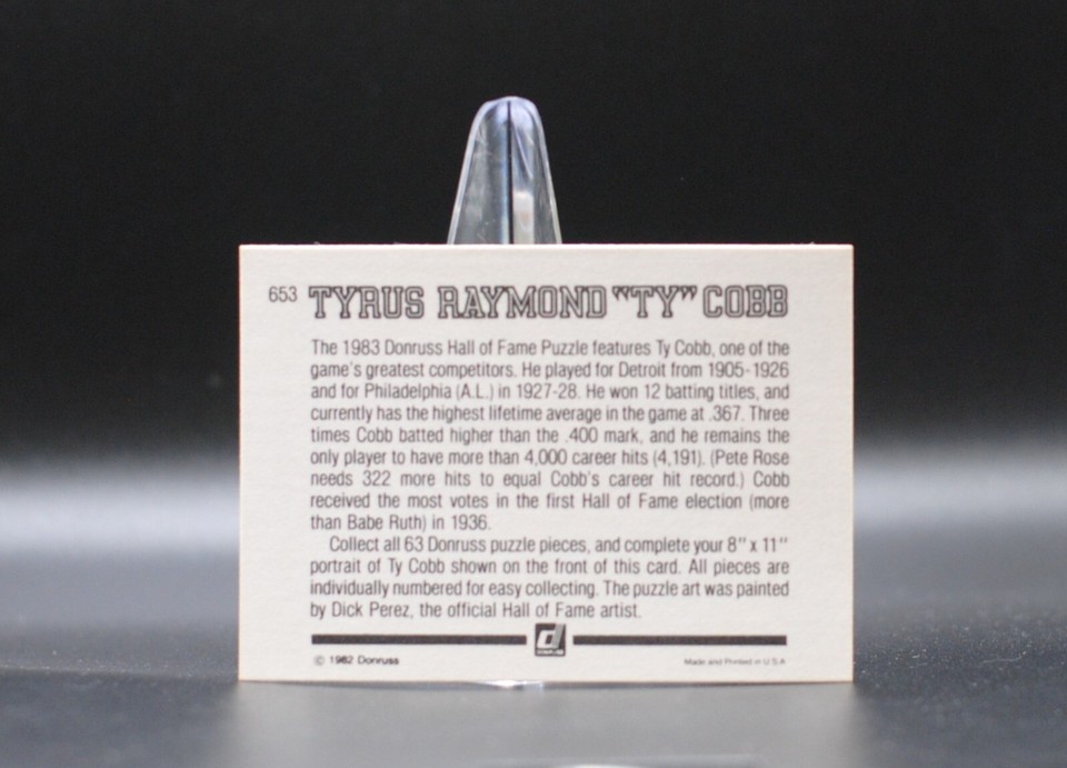 1983 Donruss TY COBB Diamond King Card #653 Detroit Tigers Baseball | eBay