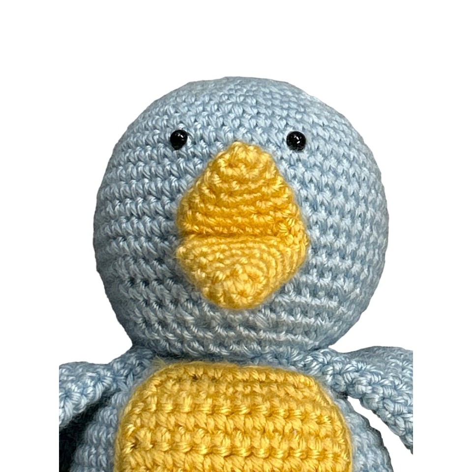 Handmade Crocheted Knit Blue Bird Plush Toy 11" Blue Yellow | eBay