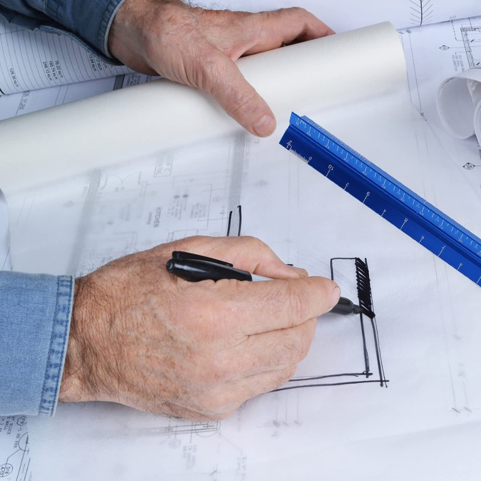 12" Architectural Scale Ruler, Aluminum Scale, Triangular Ruler, Scale ...