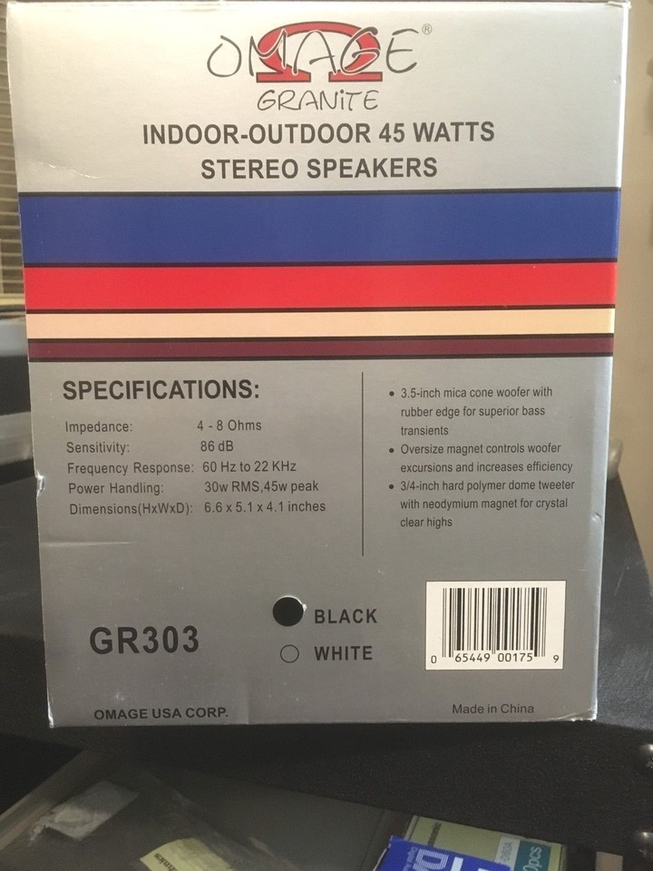 OMAGE Indoor/OutdoorSpeakers System (Model:GR303) Color:(BLACK) NEW | eBay