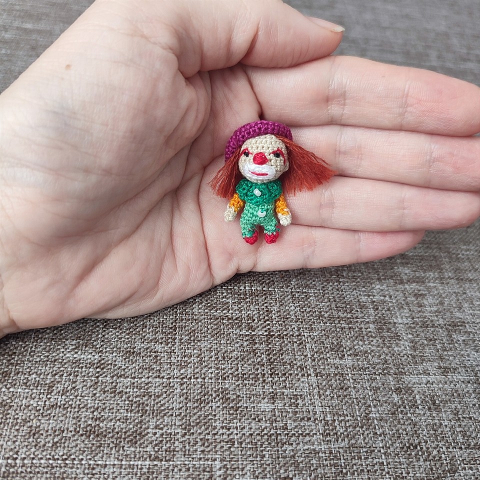 Dollhouse miniature clown crochet. Micro clown handmade. Miniature ...