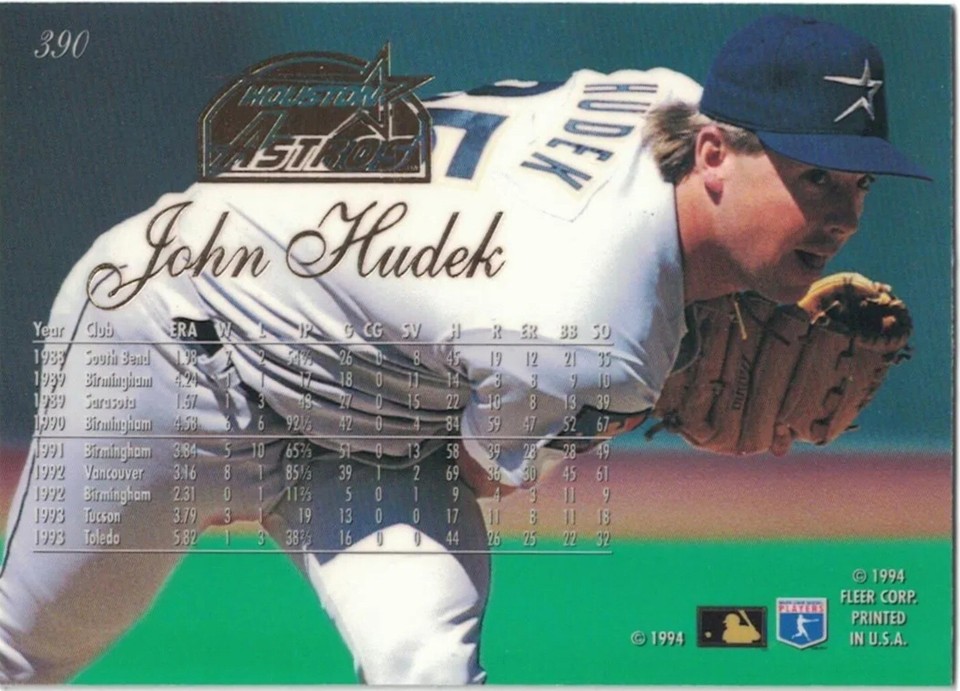 1994 FLAIR JOHN HUDEK #390 ROOKIE BASEBALL CARD - HOUSTON ASTROS | eBay