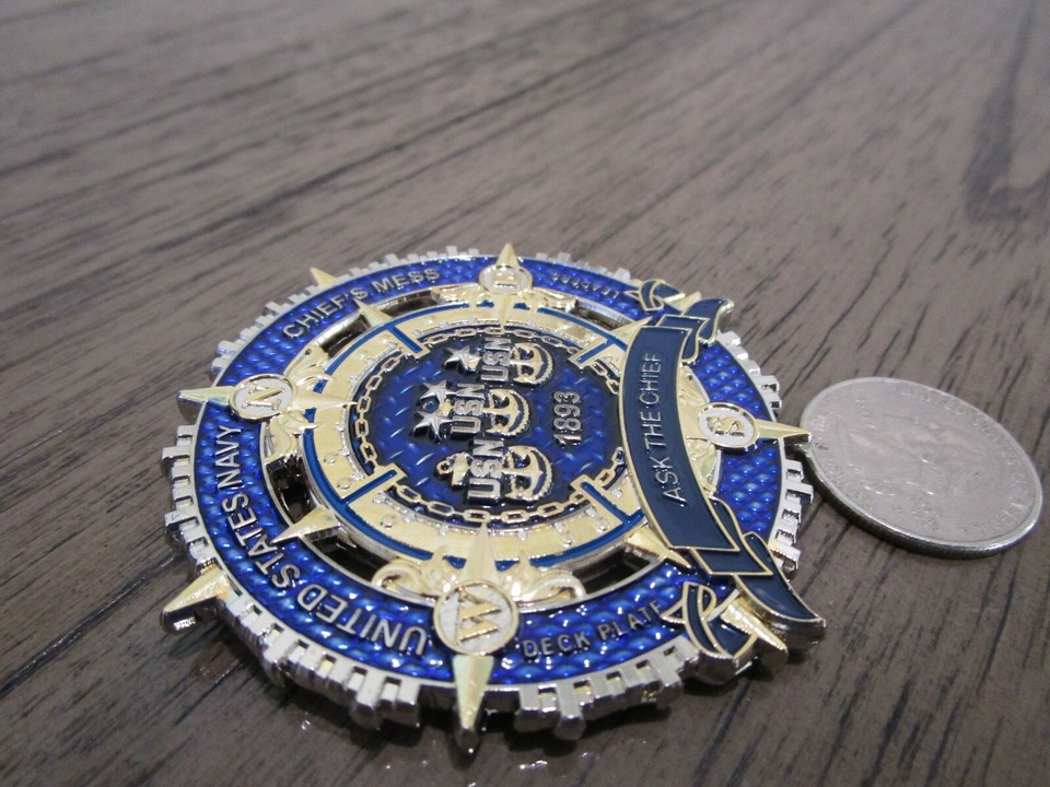 Navy Chiefs Goat Locker Chosen Few CPO USN Compass Challenge Coin | eBay