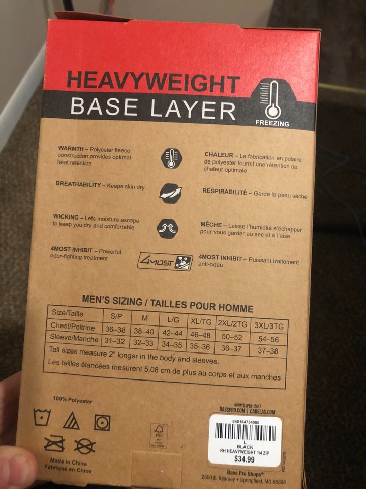 RedHead Heavyweight Quarter-Zip Long-Sleeve Base Layer Crew for Men ...