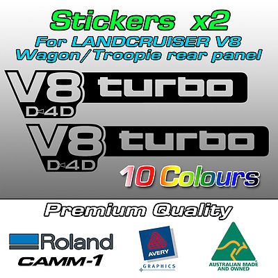 V8 turbo D4D Stickers for Toyota Landcruiser VDJ 76 78 series LARGE ...