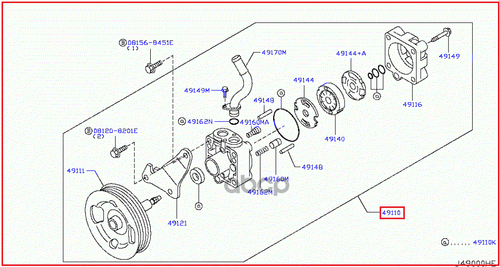 49110JK20A Nissan Pump assy-power steering 49110JK20A, New Genuine OEM ...