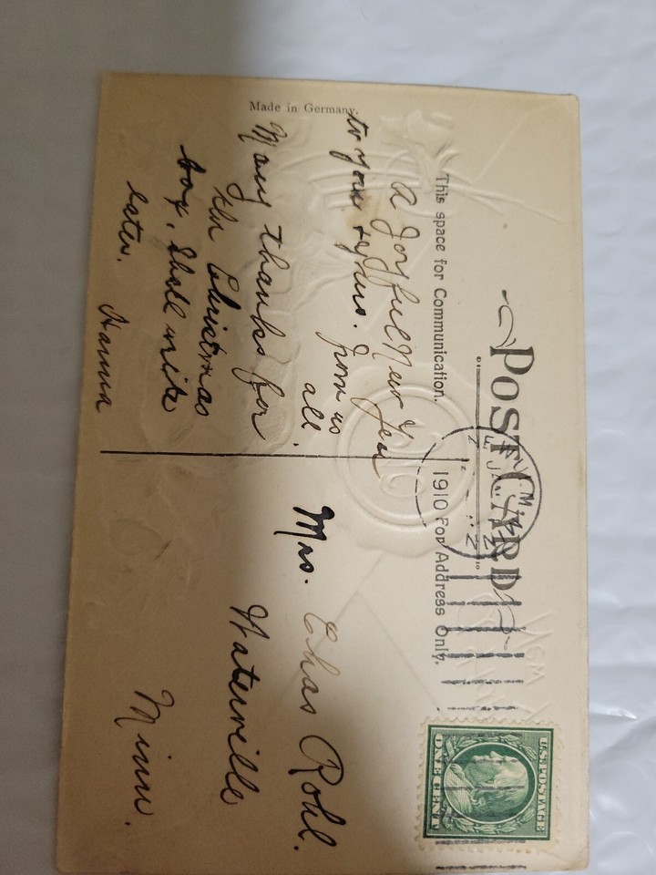 Antique Postcard Happy New Year 1910 Faux Wax Seal Envelope, Printed ...