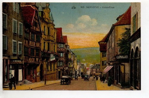 SAVERNE ZABERN Alsace Bas Rhin CPA 67 Carte couleur grande rue animée ...