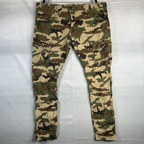 Smoke Rise Camo Cargo Pants Mens 42x32 Green Pockets Skinny Streetwear ...